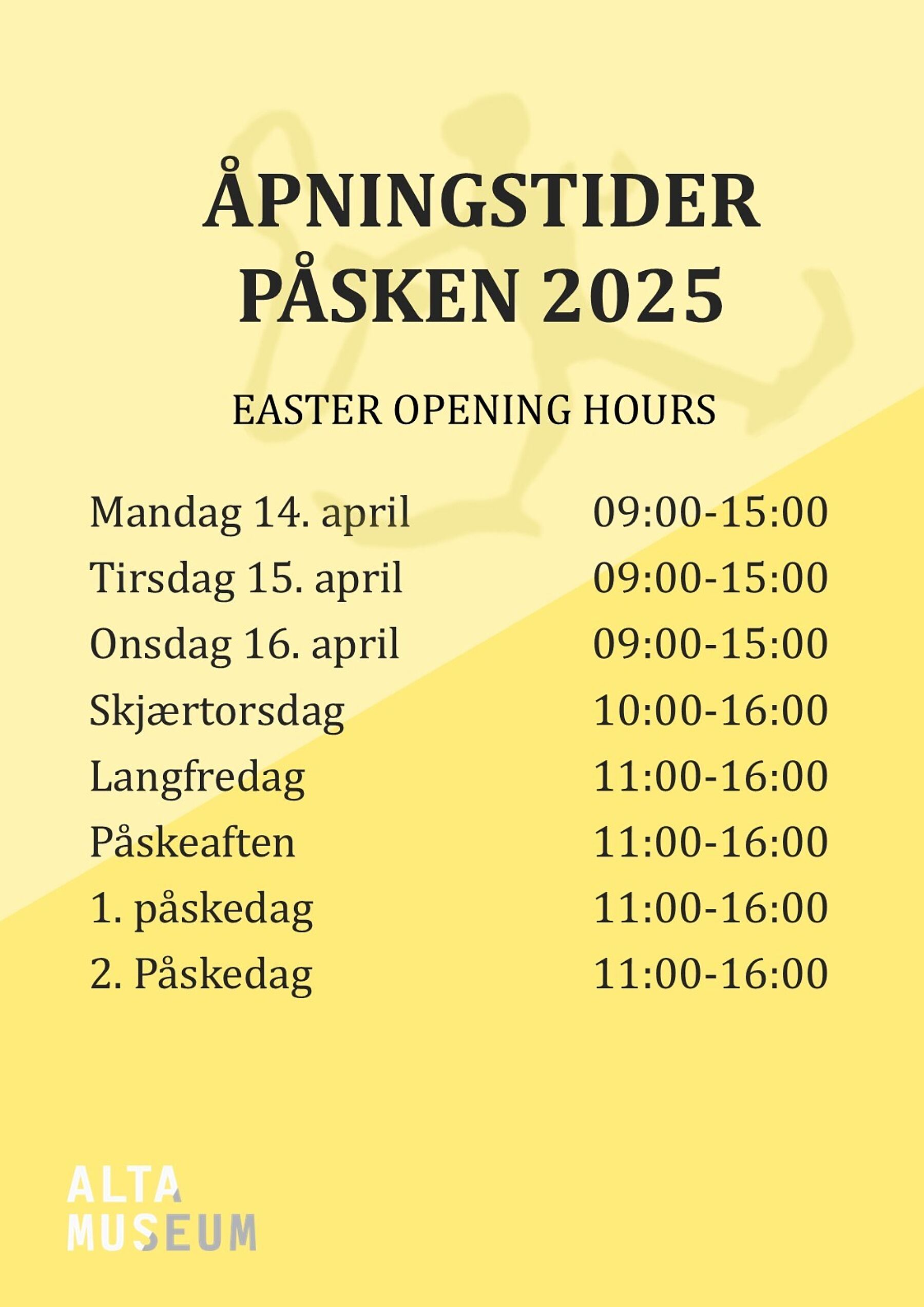 Åpningstider påsken 2025 | Alta Museum
